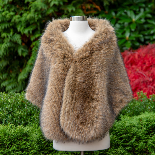 20" wide brown faux racoon fur wrap – Tulip Bridal